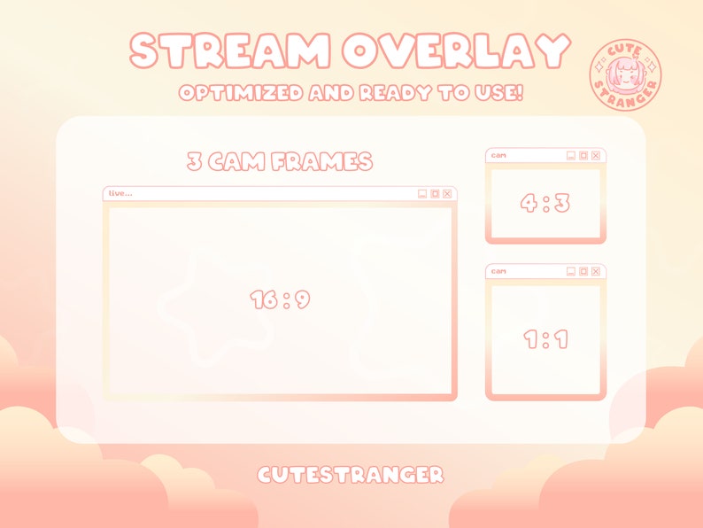 SUNSET DESKTOP Twitch Overlay / Stream Graphics / Cute / Streamer ...