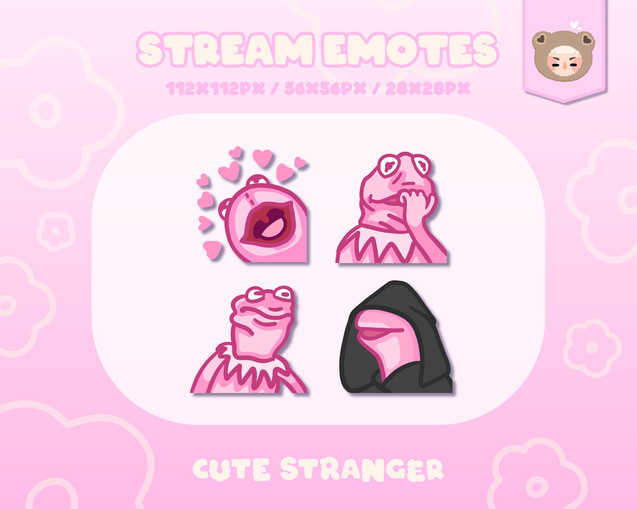 KERMIT 2 Twitch Emote Pastel Pink / Stream Graphics / Cute / Streamer ...