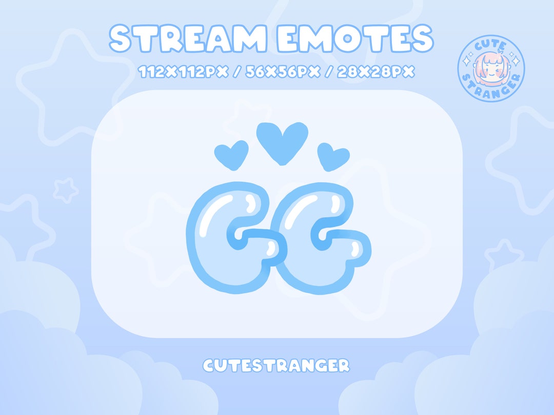 Pastel Blue Gg Emote Twitch Hearts / Stream Graphics / Cute / - Etsy