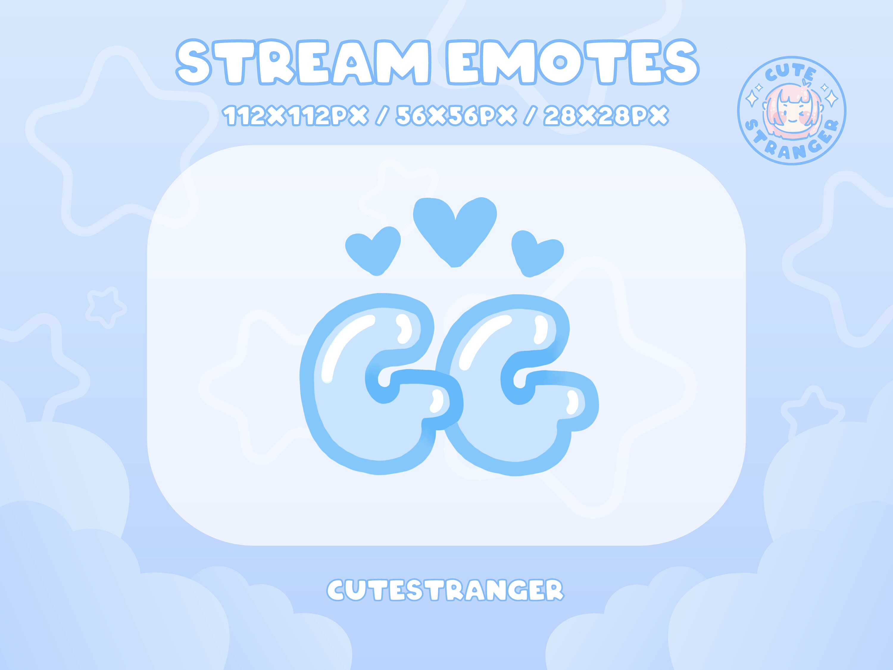 Pastel Blue Gg Emote Twitch Hearts / Stream Graphics / Cute / - Etsy