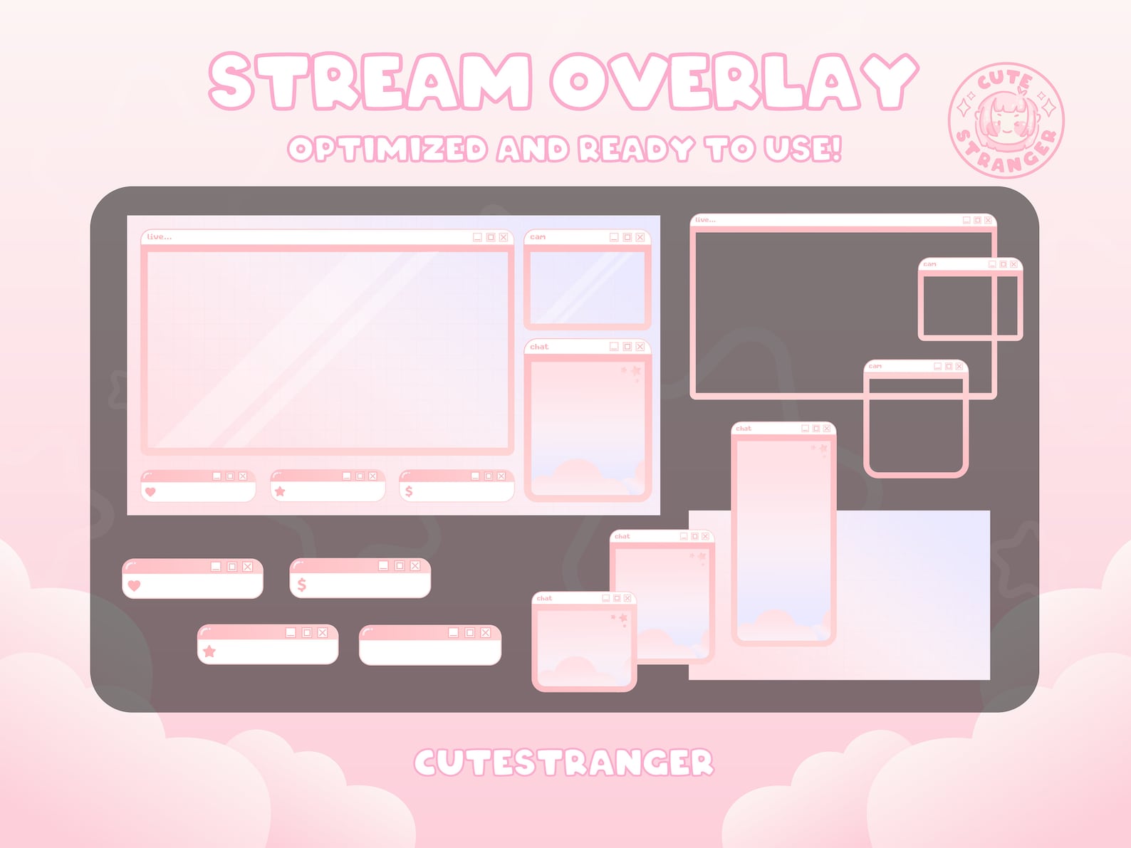 PINK DESKTOP Twitch Overlay / Stream Graphics / Cute / Streamer ...