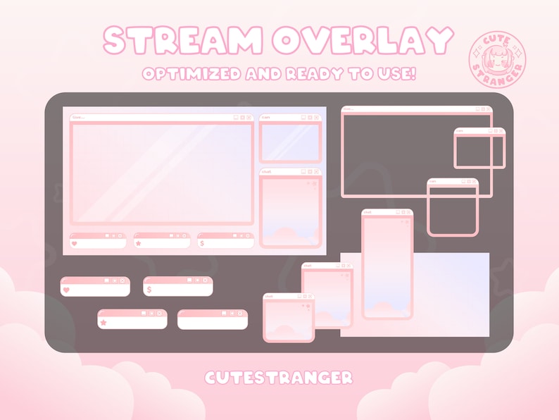 Customizable Twitch Overlay Pastel Clouds / Stream Graphics / Cute ...