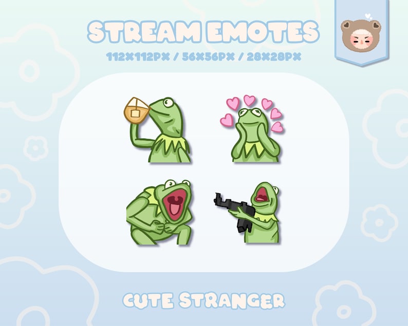 Pastel Pink Kermit Meme Twitch Emotes: Stream Graphics (digital ...