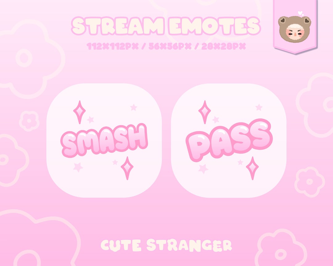 SMASH/PASS Twitch Emote Pastel Pink / Stream Graphics / Cute / Streamer ...