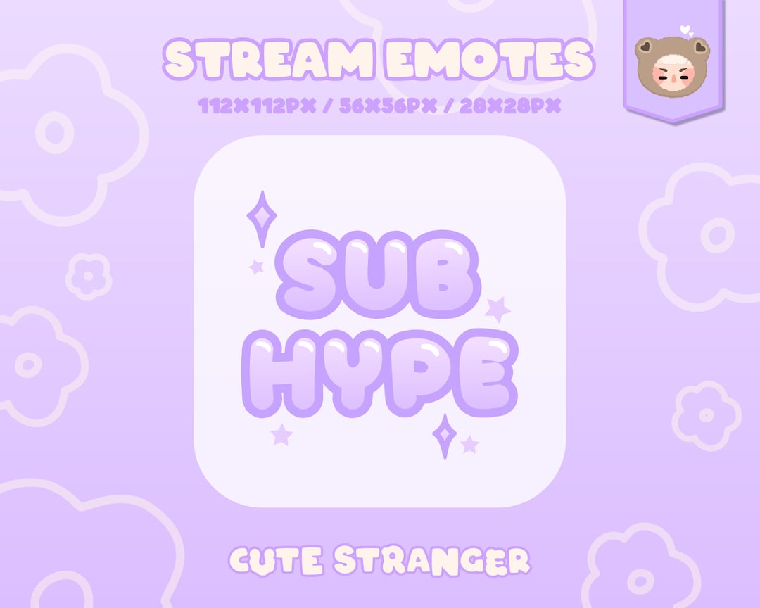 SUB HYPE Twitch Emote Pastel Purple / Stream Graphics / Cute / Streamer ...