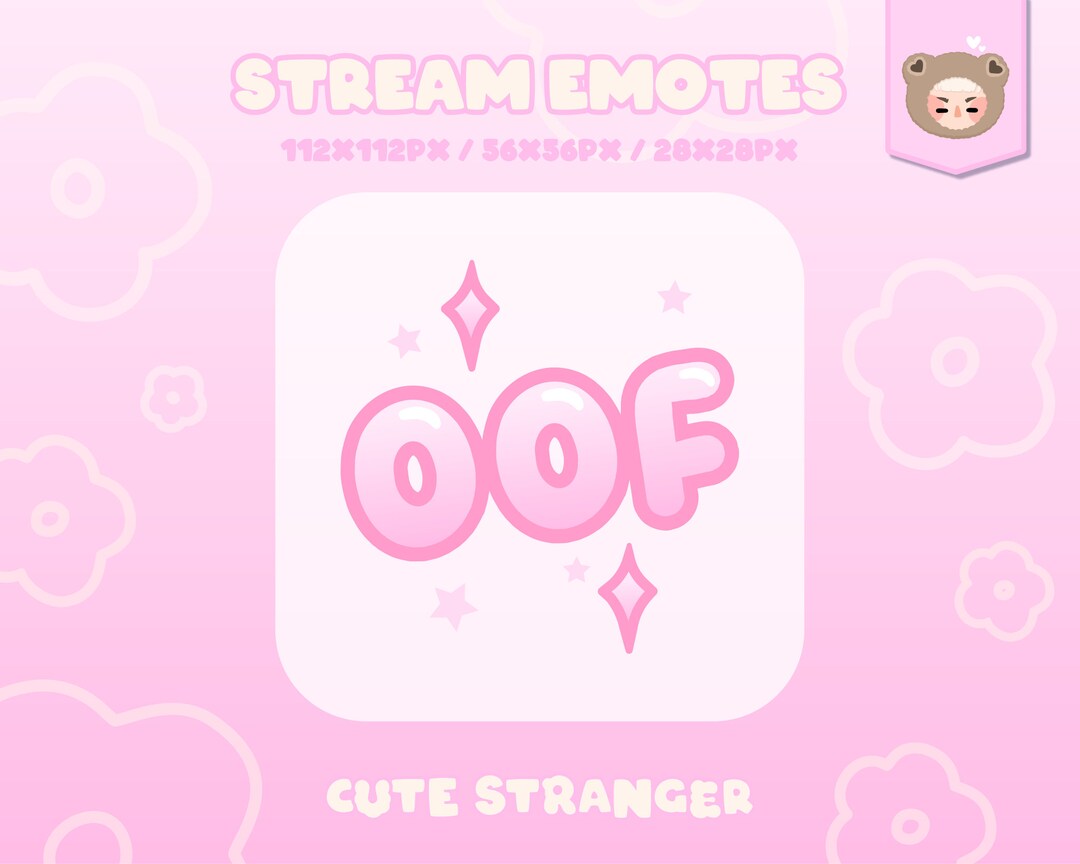 Pastel Pink Twitch Emote Oof / Stream Graphics / Cute / Streamer ...
