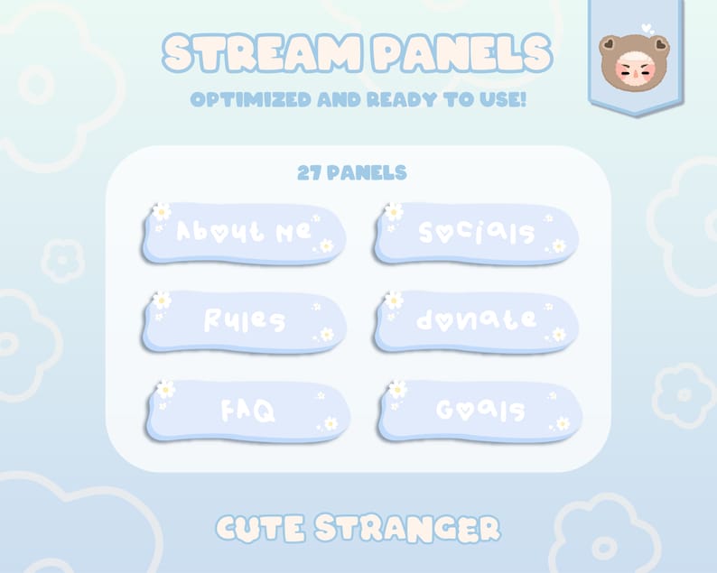 BLUE DAISY Twitch Panels / Stream Graphics / Cute / Streamer / Sparkle ...