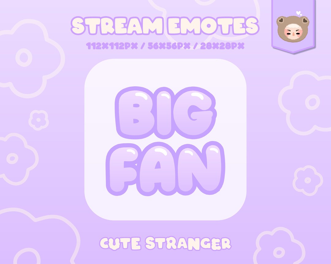 BIG FAN Twitch Emote Pastel Purple / Stream Graphics / Cute / Streamer ...