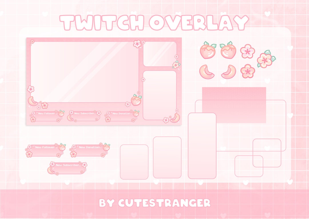 Peach Twitch Overlay / Stream Graphics / Cute / Streamer / - Etsy