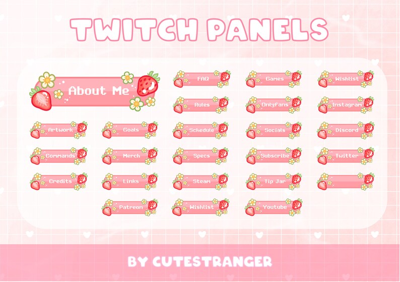 Strawberry Stream Package Twitch / Stream Graphics / Cute / - Etsy