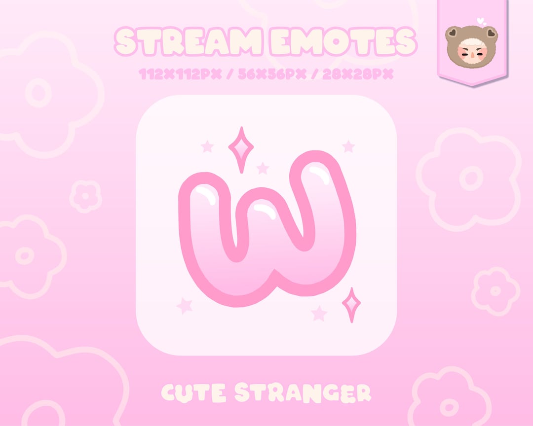W Twitch Emote Pastel Pinke / Stream Graphics / Cute / Streamer ...