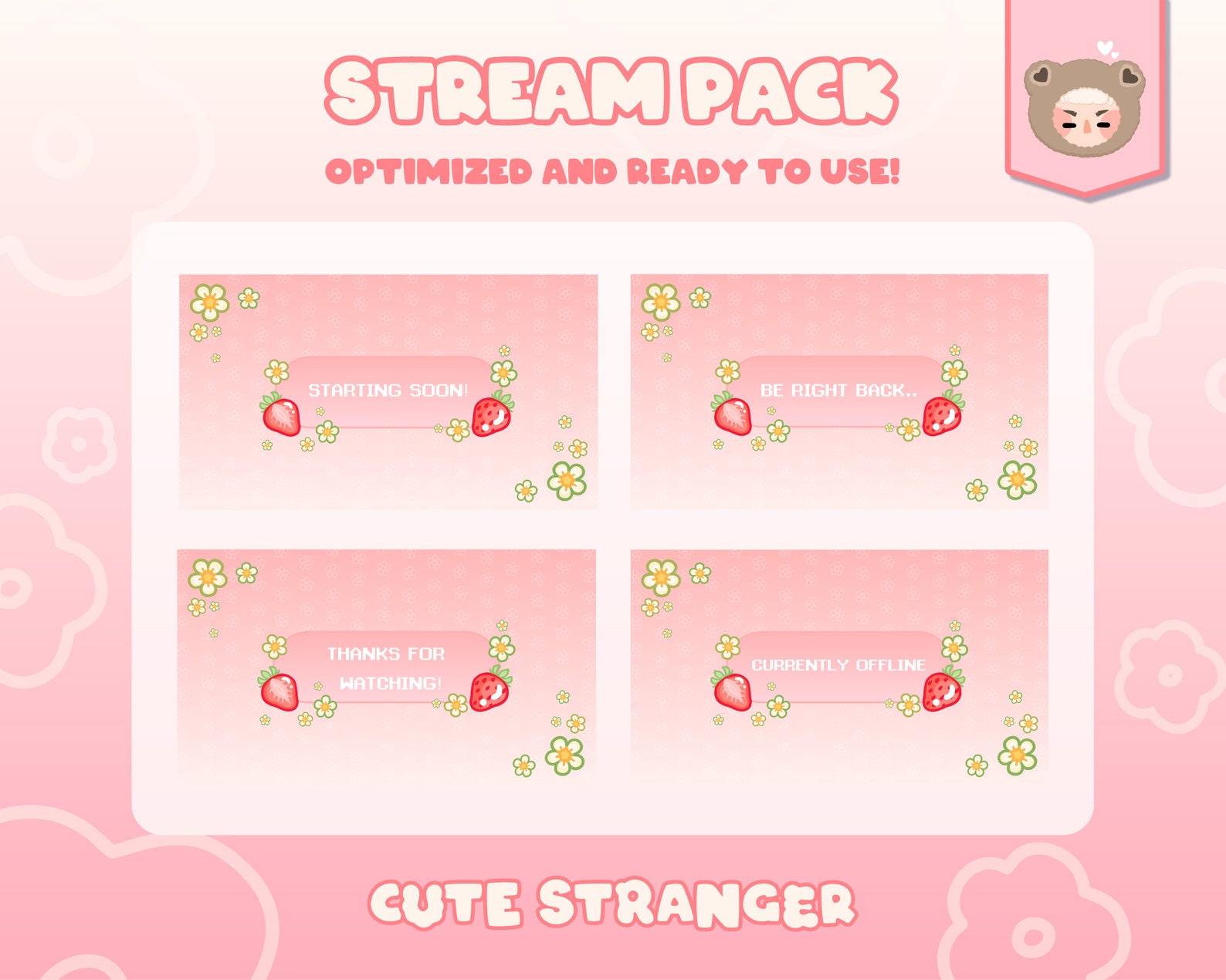 STRAWBERRY Stream Package Twitch / Stream Graphics / Cute / Streamer ...