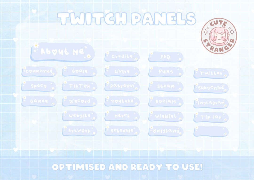 Blue Daisy Twitch Panels / Stream Graphics / Cute / Streamer / - Etsy