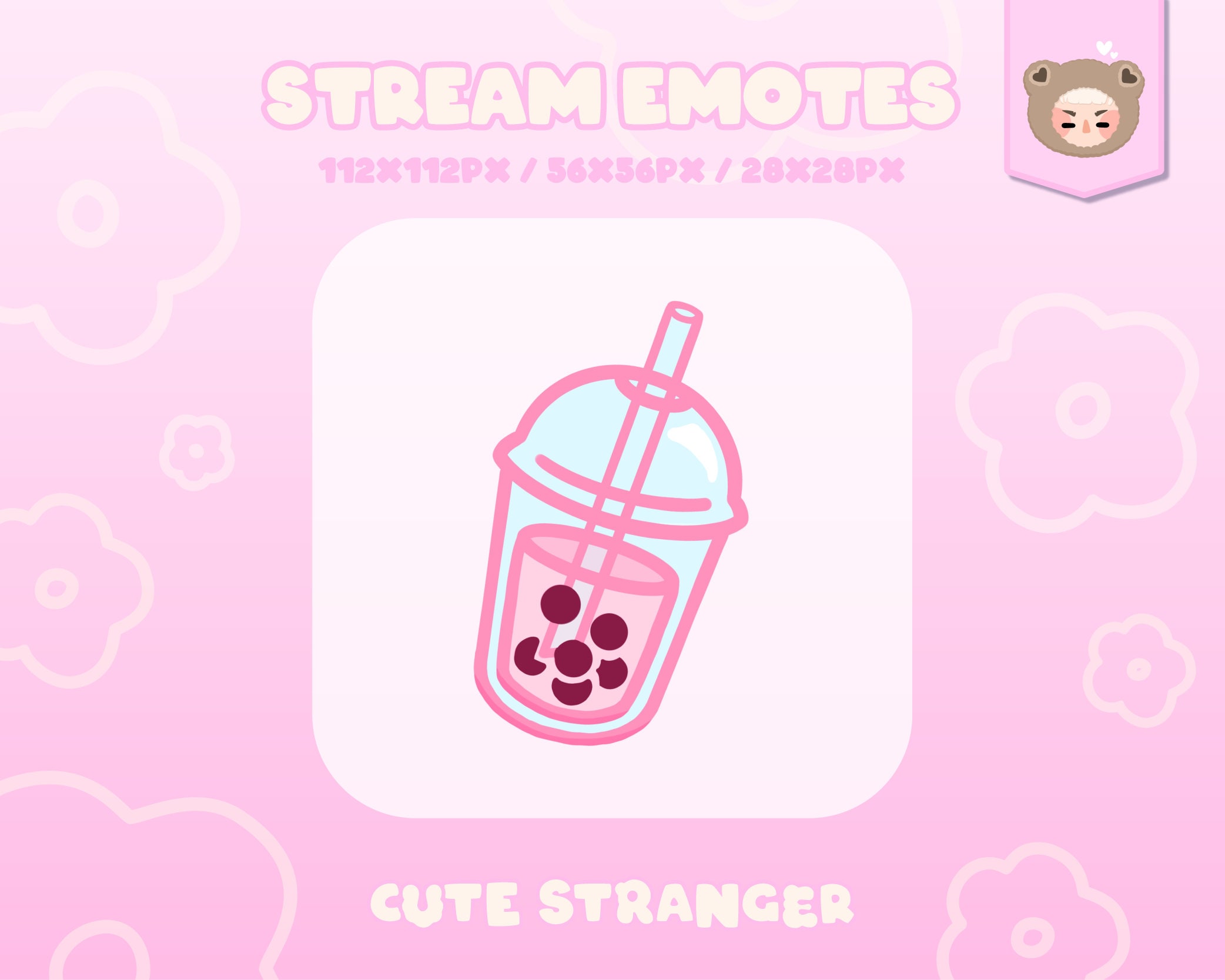 BUBBLE TEA BOBA Twitch Emote Pastel Pink / Stream Graphics / Cute ...