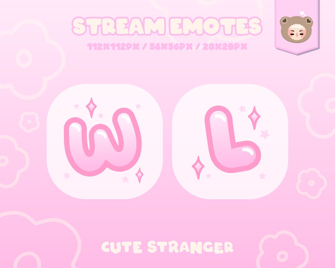 W/L Twitch Emote Pastel Pink / Stream Graphics / Cute / Streamer ...