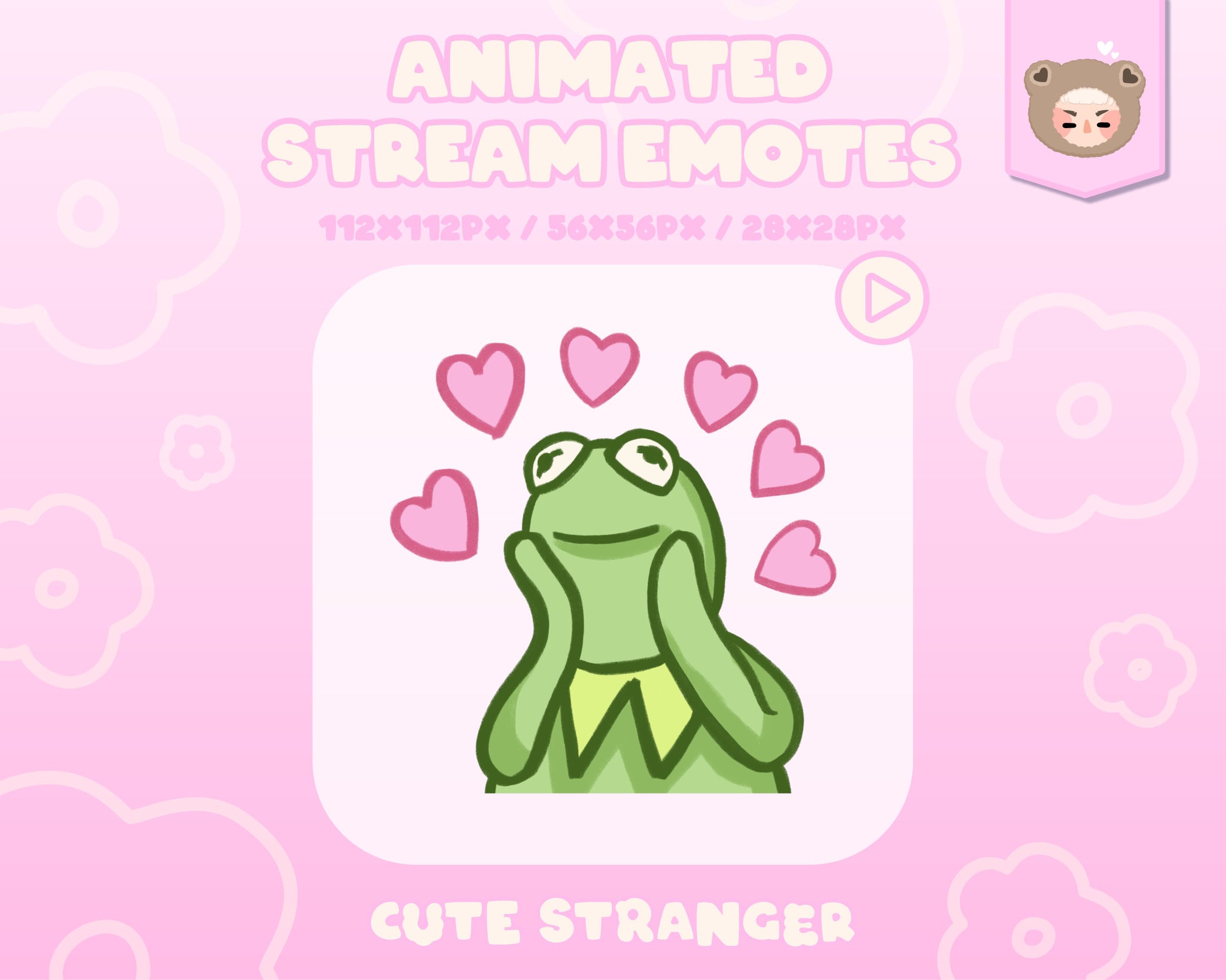 Animated Kermit Hearts Twitch Emote: Pastel Pink Stream Graphic - Etsy
