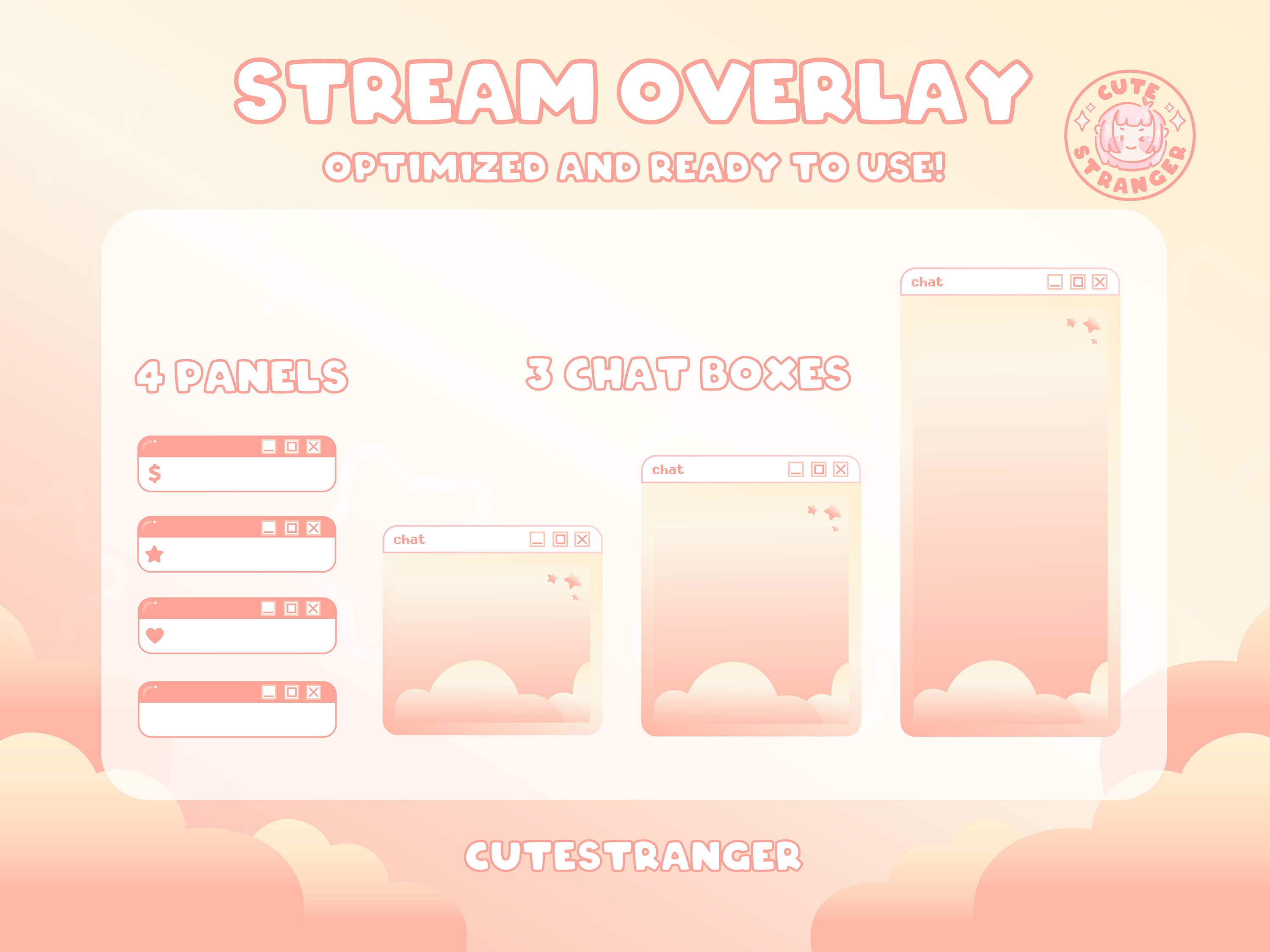 SUNSET DESKTOP Twitch Overlay / Stream Graphics / Cute / Streamer ...