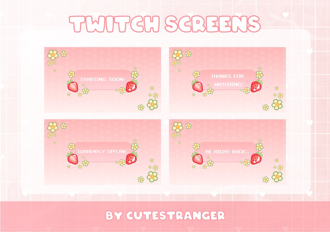 4 ANIMATED Strawberry Twitch Screens - Etsy