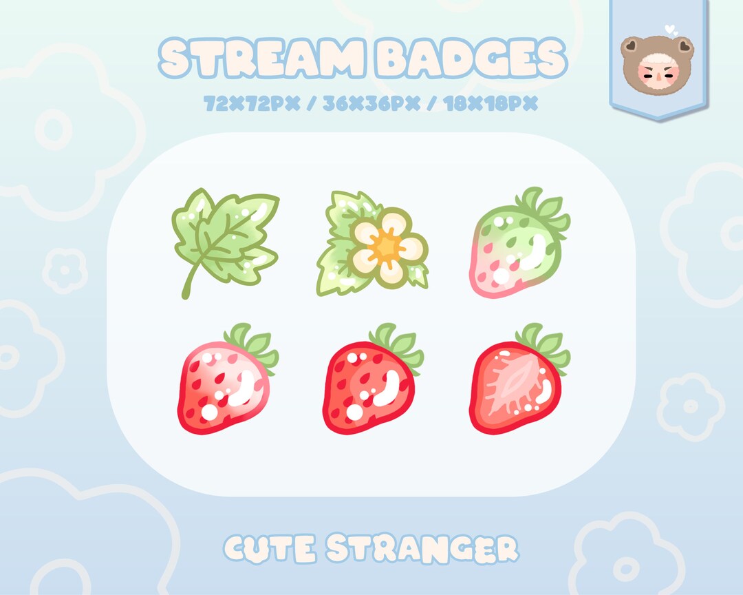 STRAWBERRY Twitch Badges / Stream Graphics / Cute / Streamer / Sparkle ...