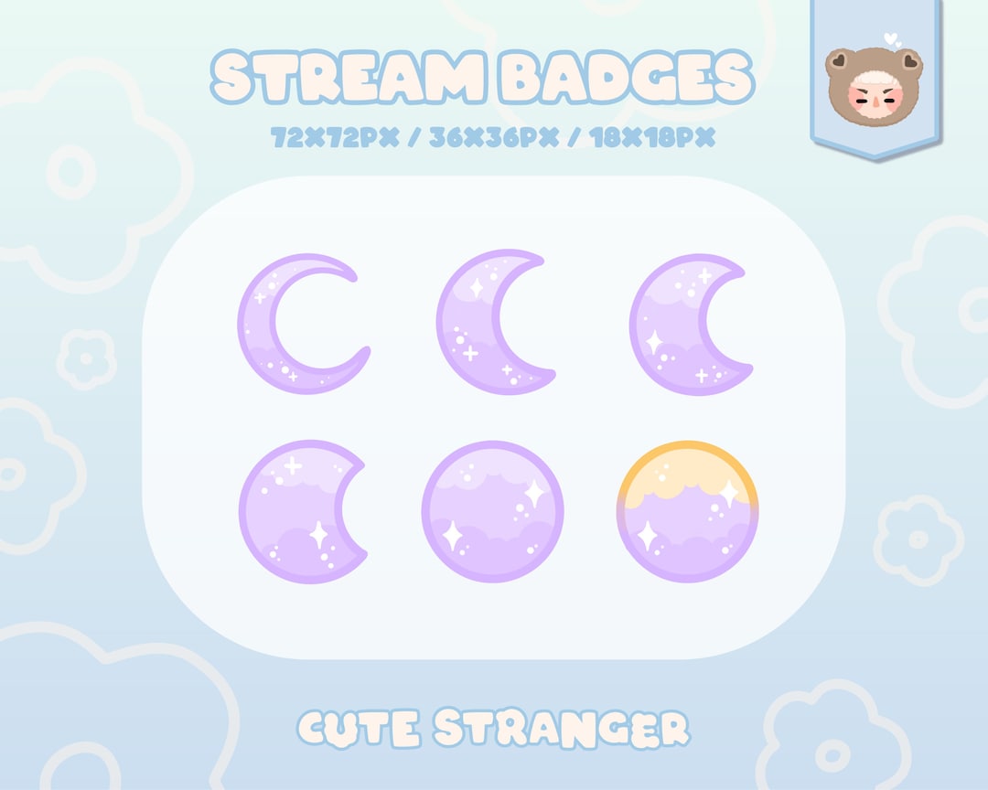 PURPLE MOON Twitch Badges / Stream Graphics / Cute / Streamer / Sparkle ...