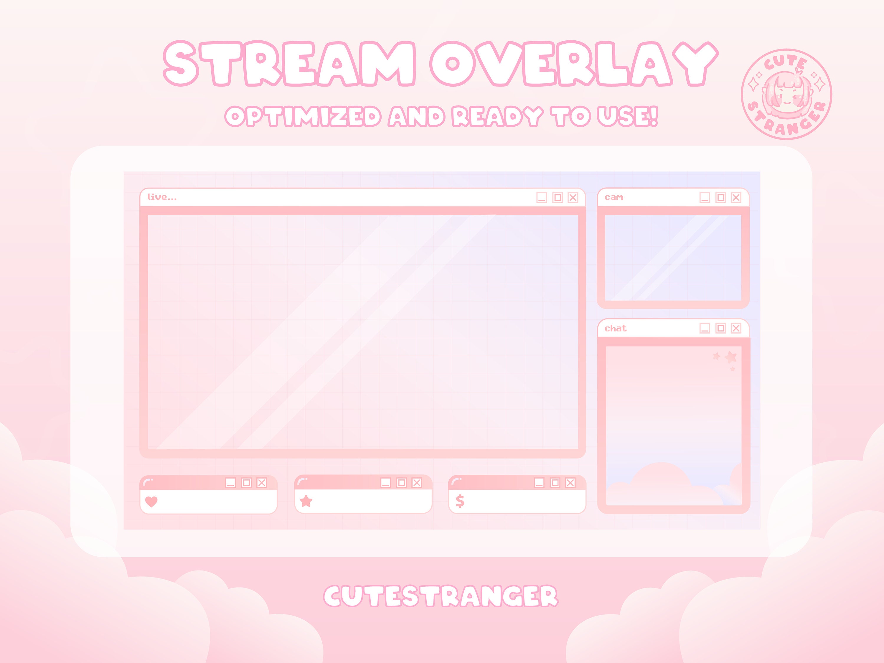 Customizable Twitch Overlay Pastel Clouds / Stream Graphics / Cute ...