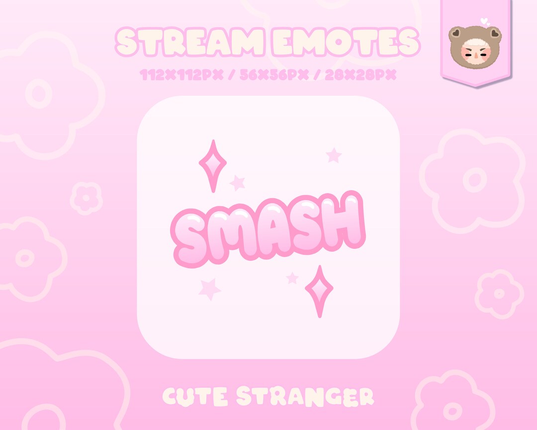 SMASH Twitch Emote Pastel Pink / Stream Graphics / Cute / Streamer ...