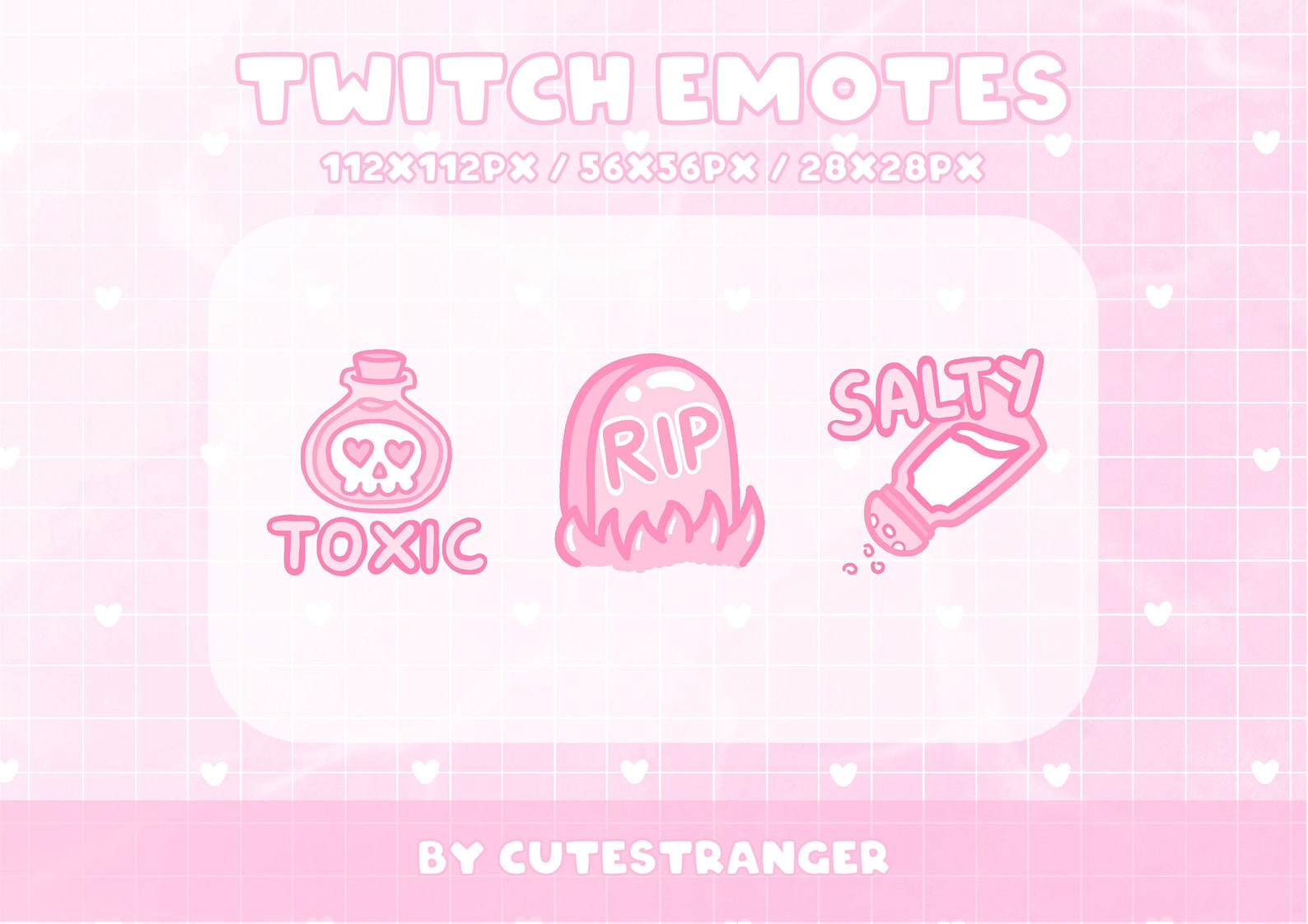 Pastel Twitch Emotes Pink Rip Toxic Salty / Stream Graphics / - Etsy
