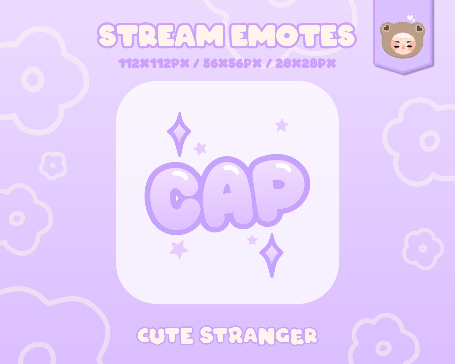 CAP Twitch Emote Pastel Purple / Stream Graphics / Cute / Streamer ...