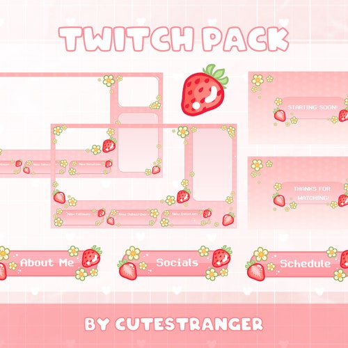 Strawberry Stream Package Twitch / Stream Graphics / Cute / - Etsy