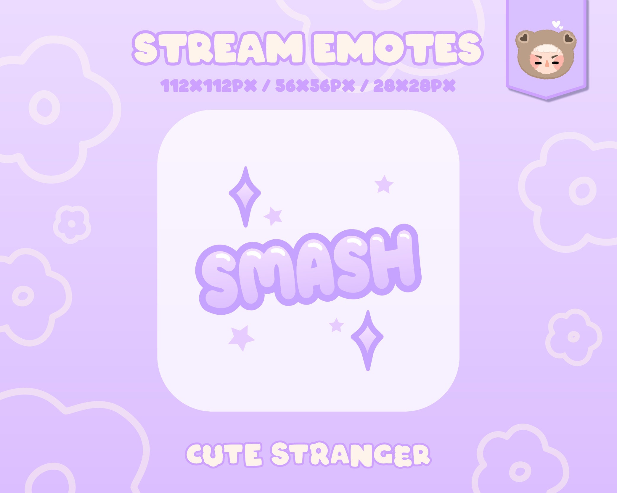 SMASH Twitch Emote Pastel Purple / Stream Graphics / Cute / Streamer ...