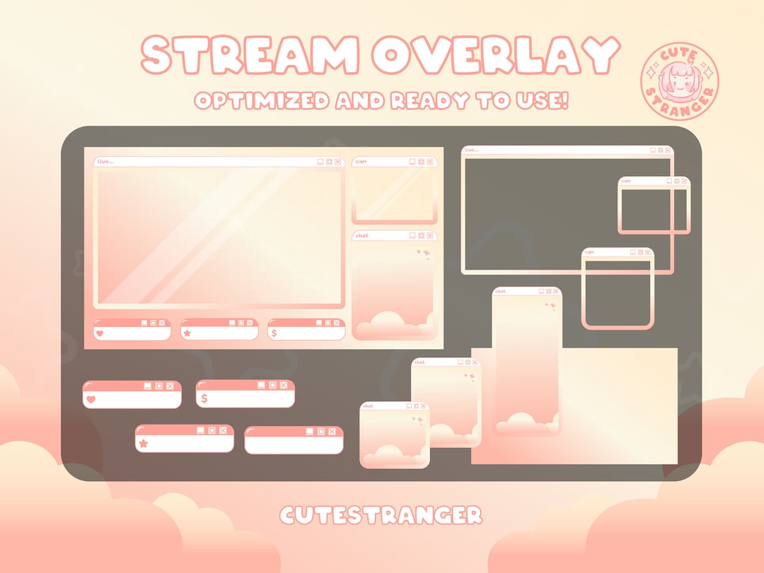 SUNSET DESKTOP Twitch Overlay / Stream Graphics / Cute / Streamer ...
