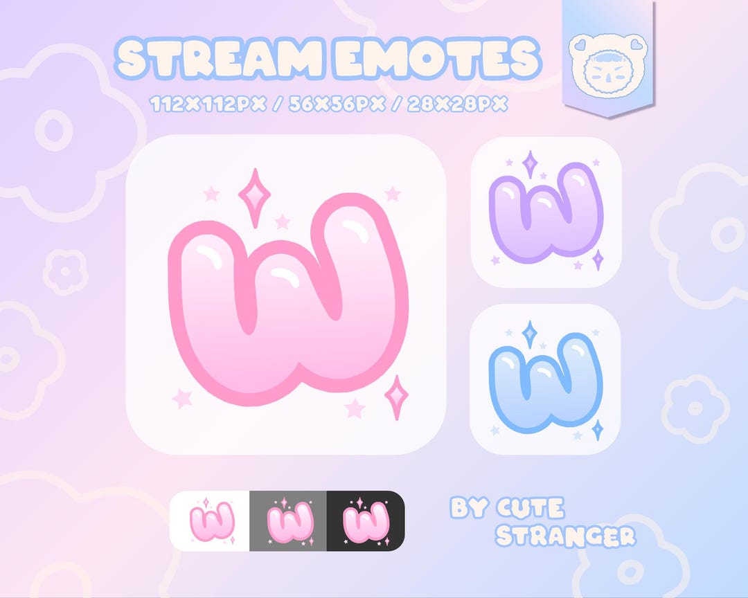 Pastel W Twitch Emotes: Pink, Blue, Purple (PNG Digital Download) - Etsy