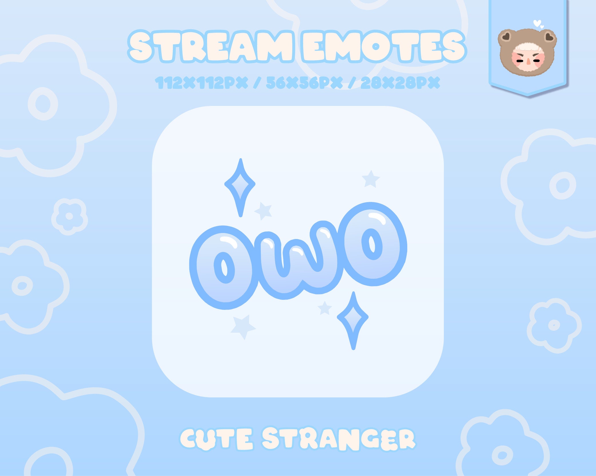 Pastel Blue Owo Twitch Emote / Stream Graphics / Cute / Streamer / Sparkle / Pastel / Aesthetic ...