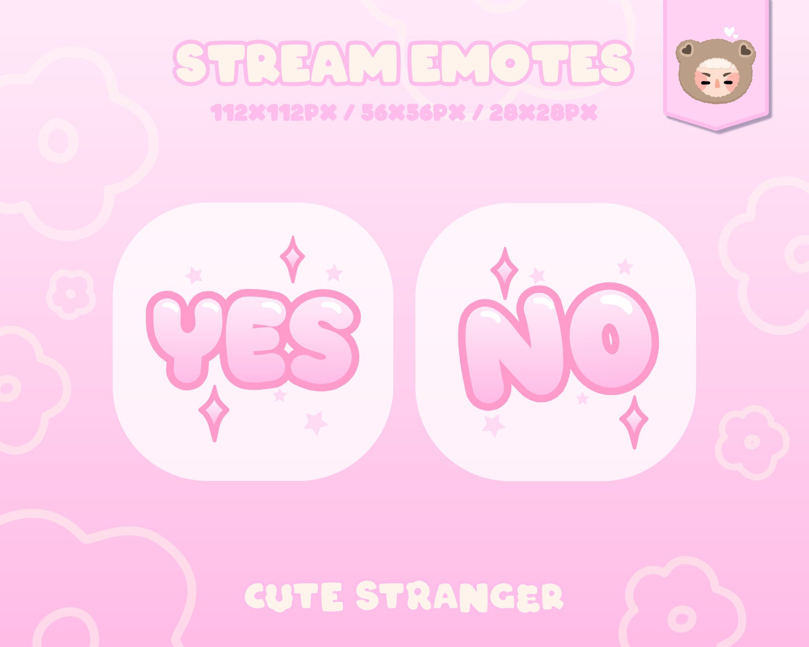 YES/NO Twitch Emote Pastel Pink / Stream Graphics / Cute / Streamer ...