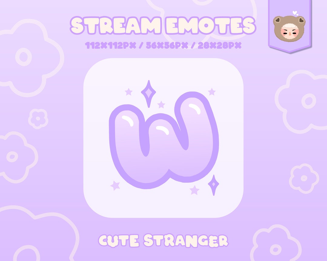 W Twitch Emote Pastel Purple / Stream Graphics / Cute / Streamer ...
