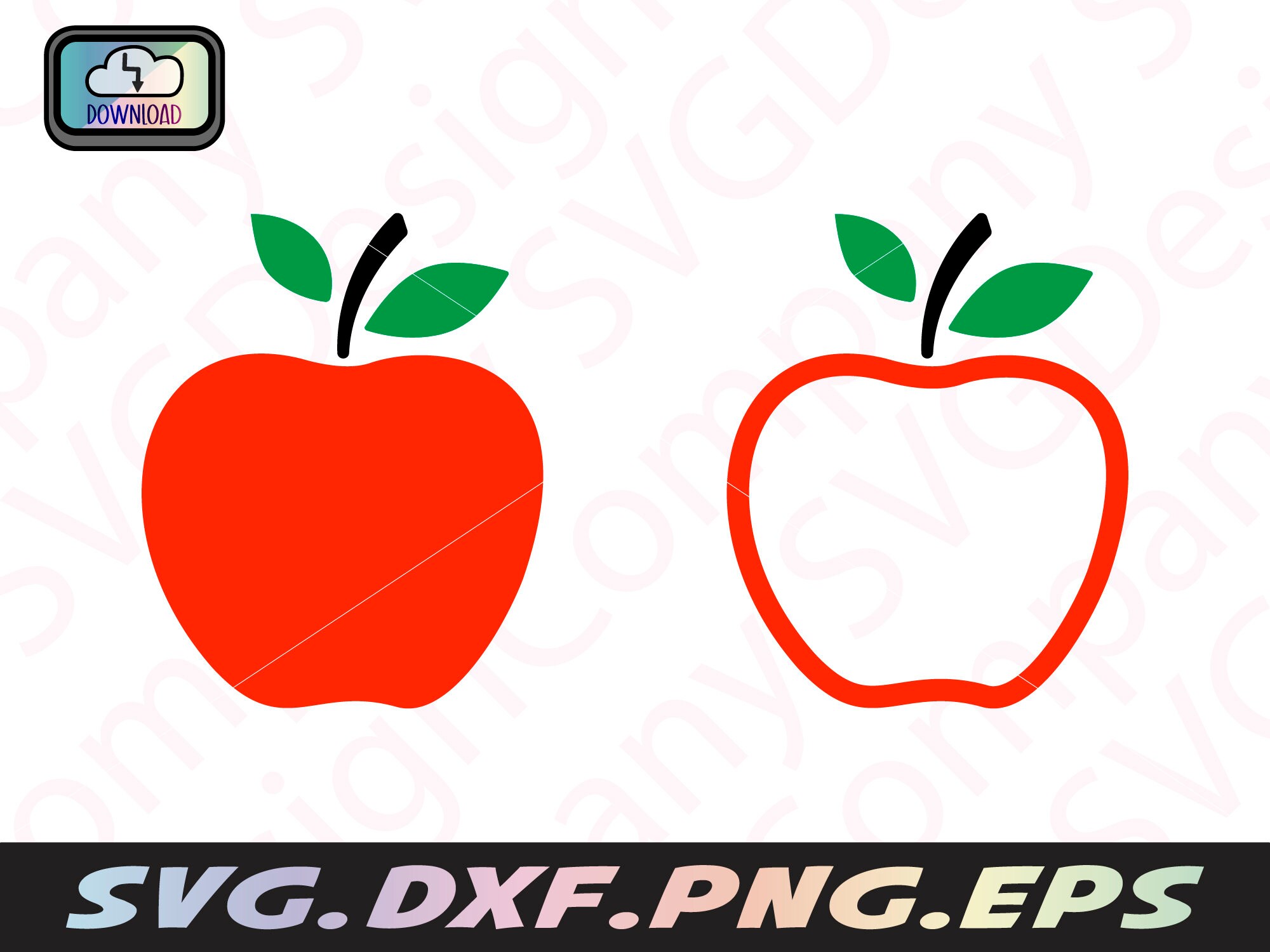 Apple Svg Bundle for Cricut. Outlined Apple Svg Apple Dxf - Etsy