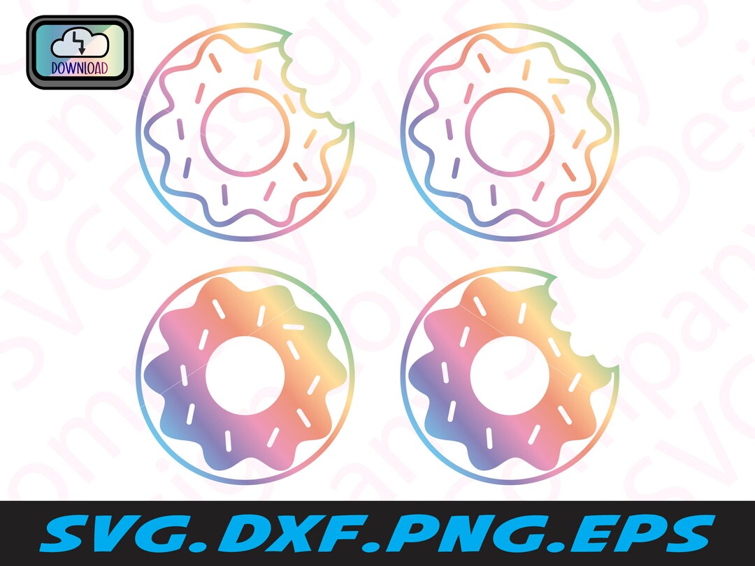 Outlined Donut Svg Bundle, Donut Clipart Bundle, Bitten Donut Svg ...
