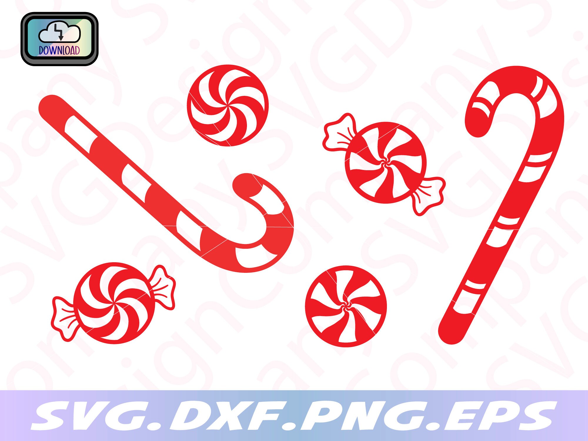 Candy Cane Svg Peppermint Candy Svg Bundle Holiday Candy Svg - Etsy UK