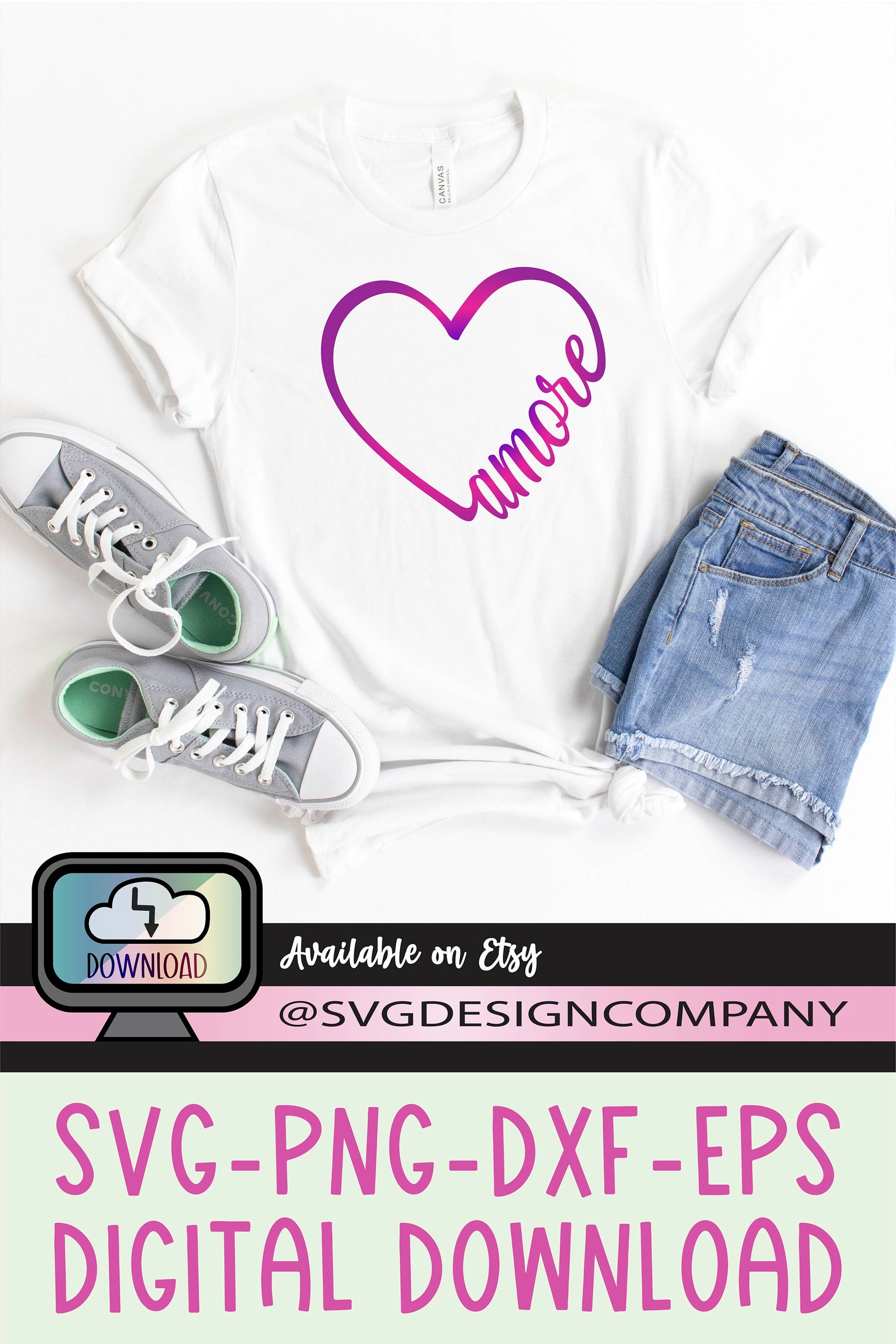 Love Svg With Heart Amore Svg Amore Png for Sublimation | Etsy