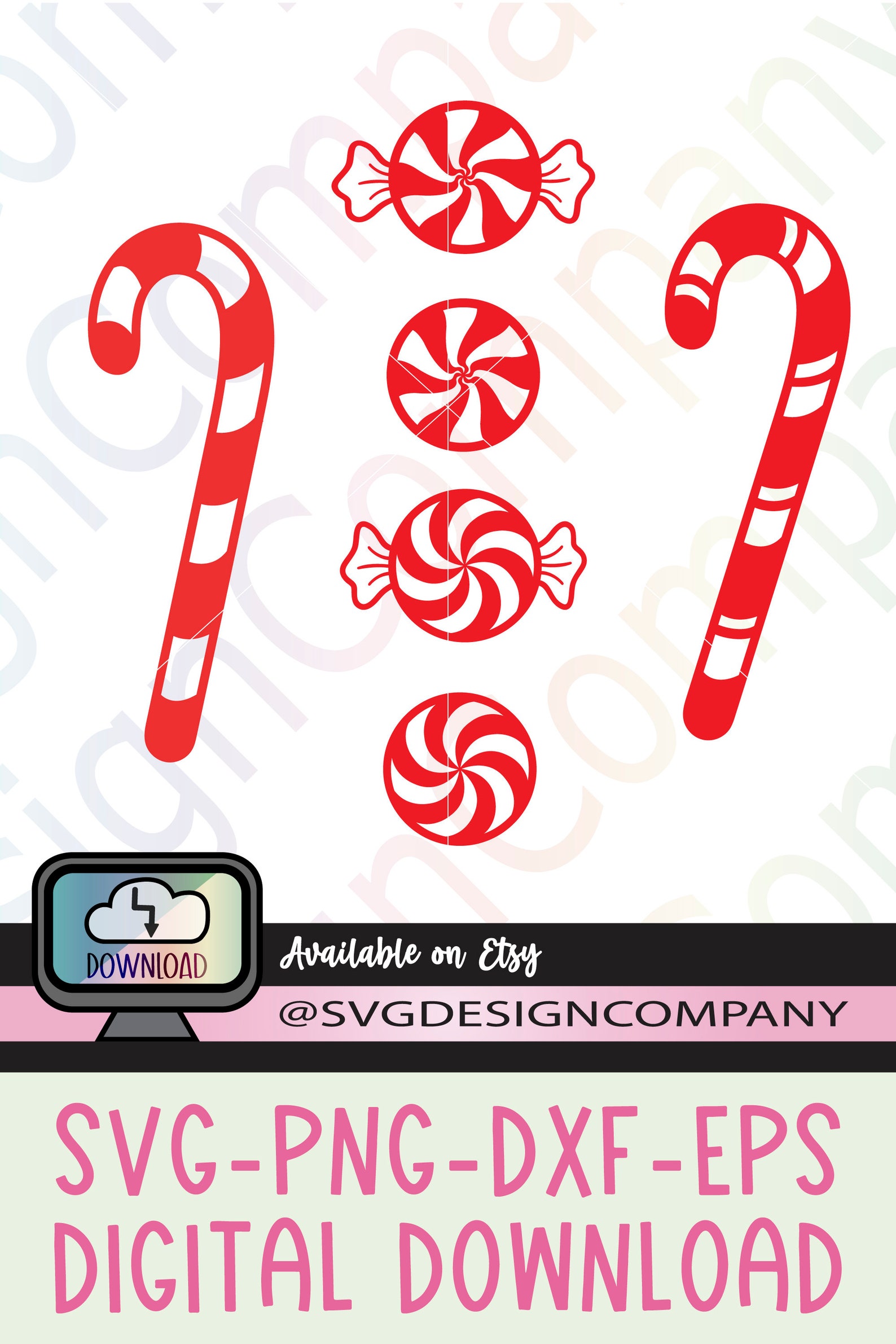 Candy Cane Svg Peppermint Candy Svg Bundle Holiday Candy Svg - Etsy UK
