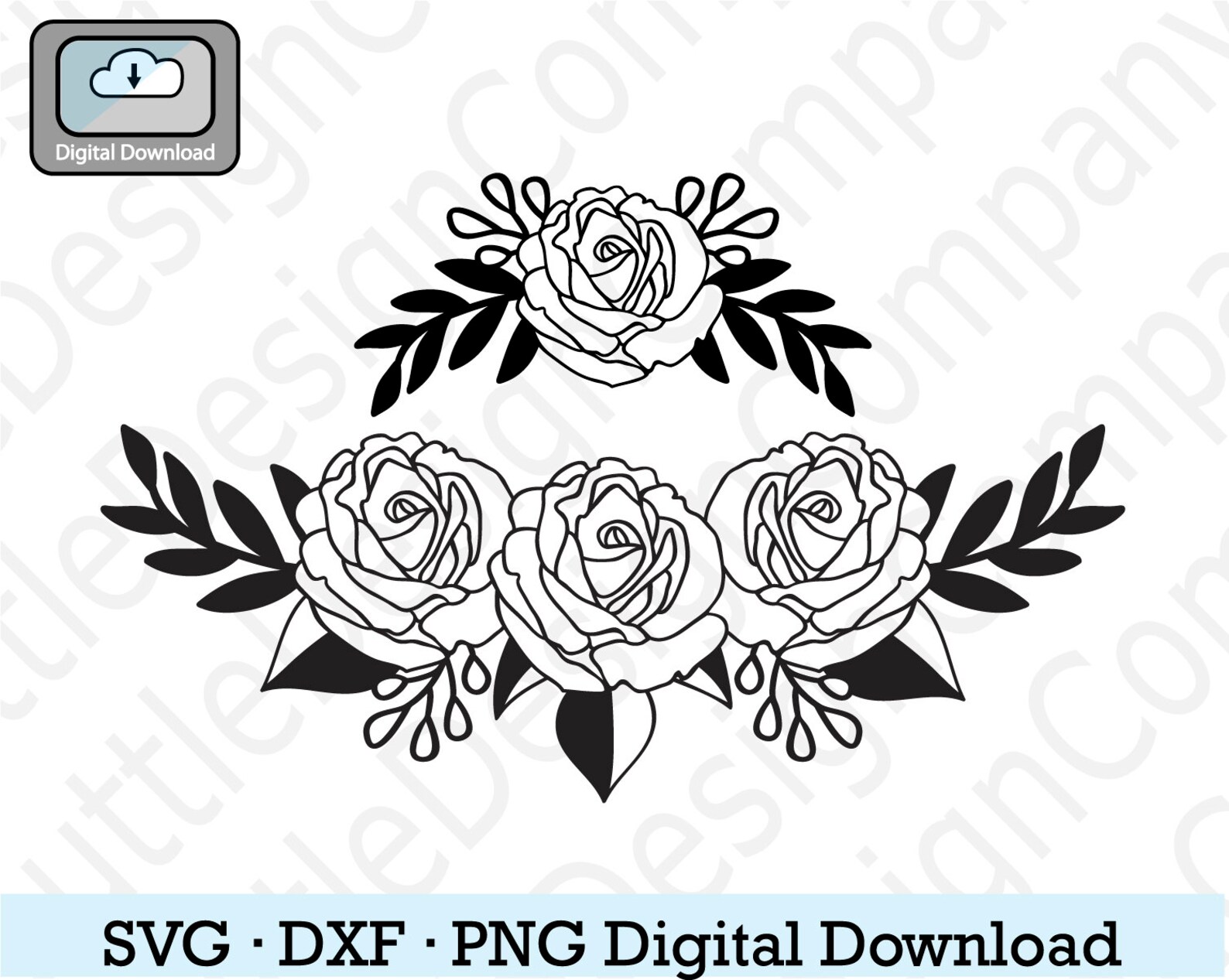 Flower Border Svg Rose Bouquet Svg Rose Swag in Svg Floral - Etsy