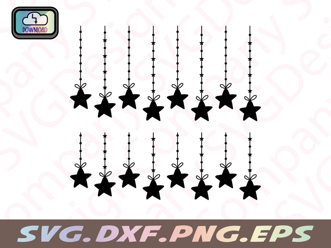 Hanging Stars Svg for Craft Cutting Machine, Star Border Svg, Hanging ...