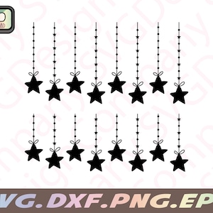 Hanging Stars Svg for Craft Cutting Machine, Star Border Svg, Hanging ...