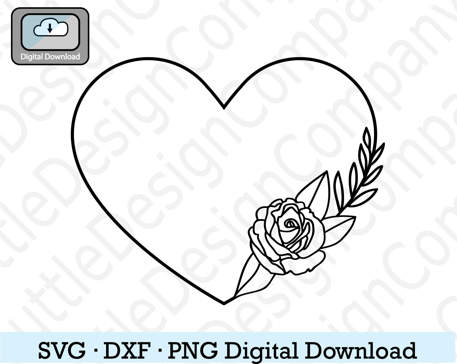 Floral heart frame svg heart border frame svg heart shaped | Etsy