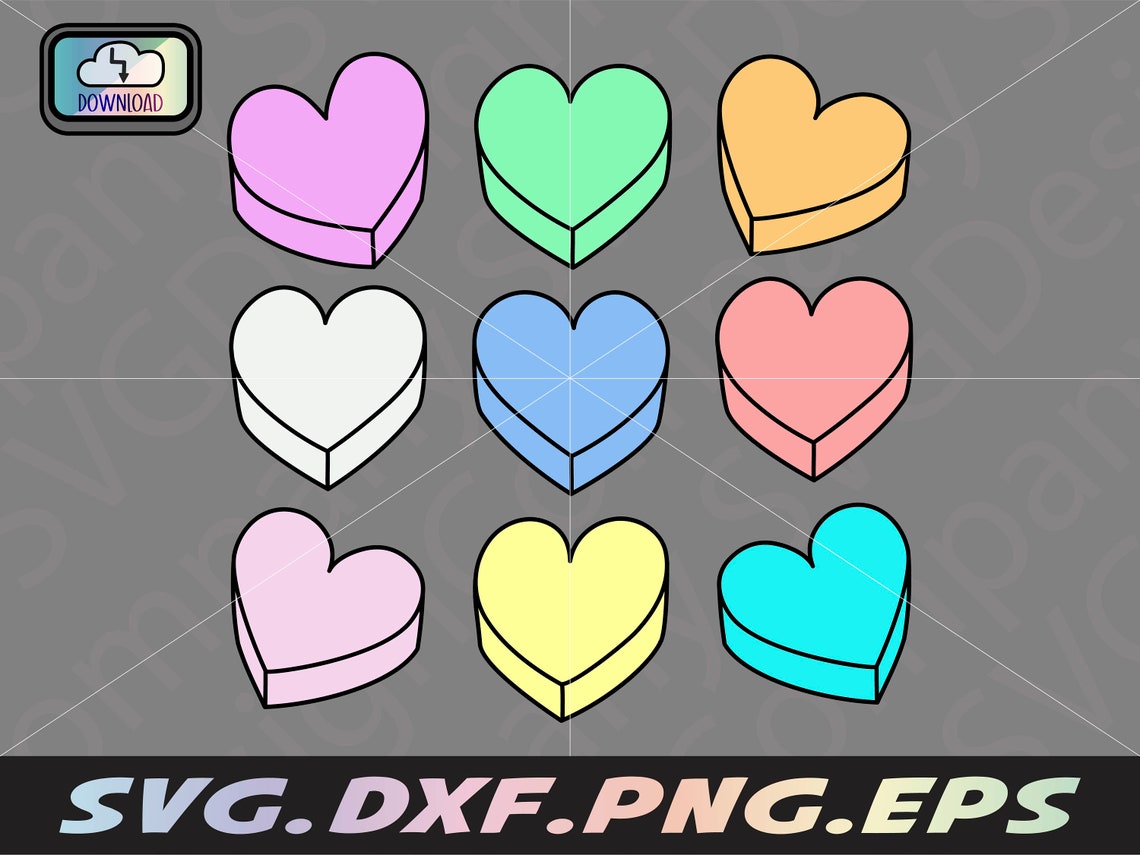 Blank Conversation Hearts Svg Blank Candy Hearts Svg for | Etsy