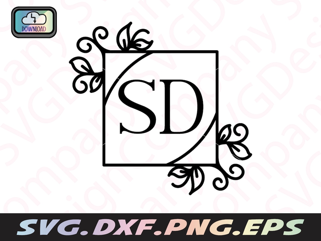 Square Monogram Frame Svg for Cricut or Silhouette, Square Frame Svg ...