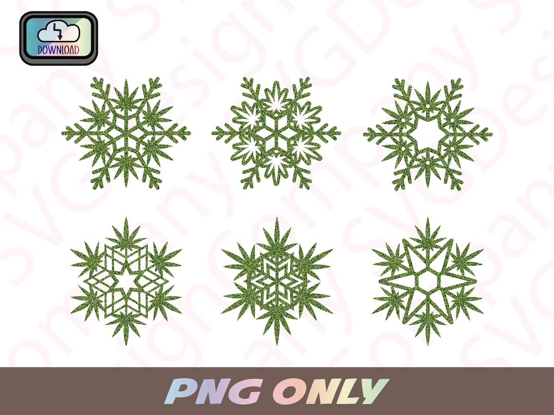 Glitter Cannabis Snowflake Png Bundle for Printing Projects Only ...