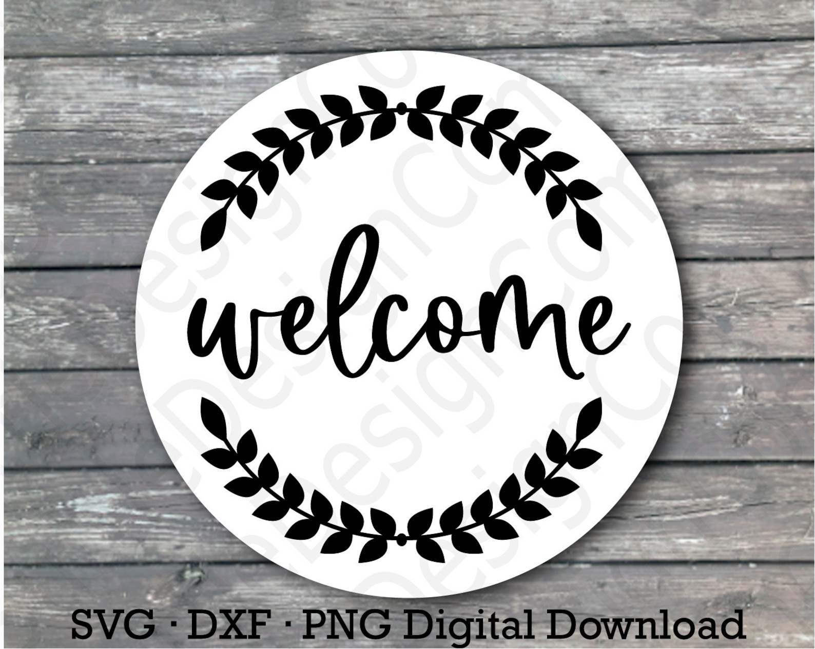 Round Welcome Sign Svg With Border, Welcome Sign With Laurel Wreath Svg ...