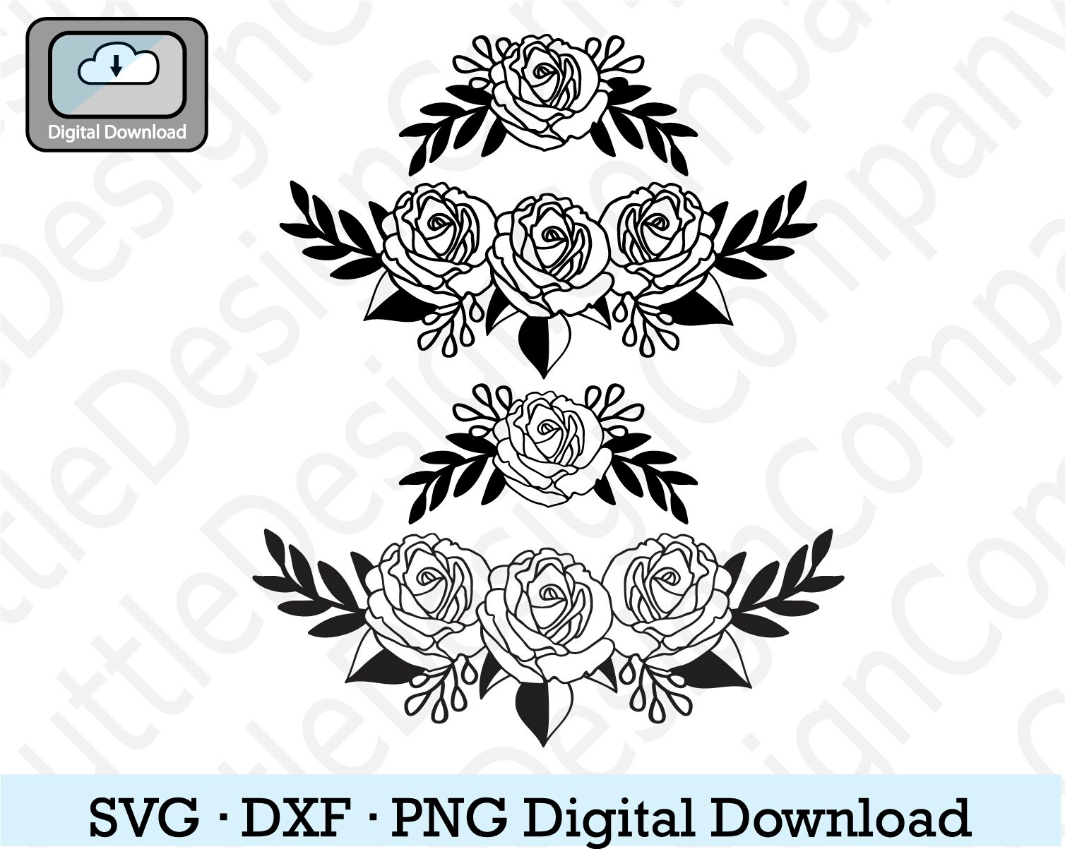 Flower border svg rose bouquet svg rose swag in svg floral | Etsy