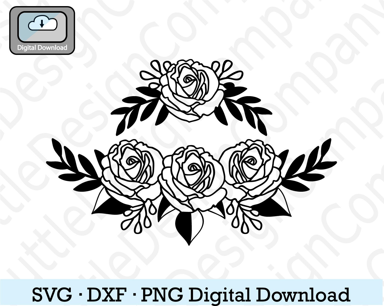 Flower border svg rose bouquet svg rose swag in svg floral | Etsy